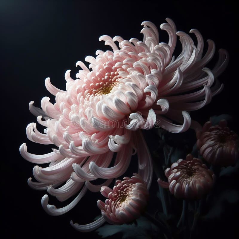 Chrysanthemum Bouquet with Dramatic Side Light. Flowers and Plants in ...
