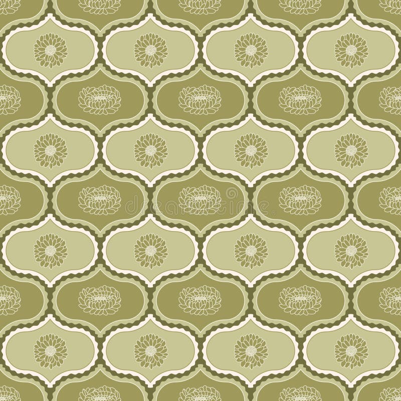 Chrysanthemum Damask Seamless Pattern. Flower Arch Repeat Background ...