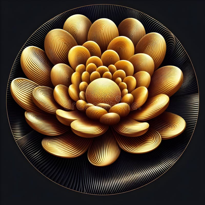 Chrysanthemum Ripple Gold and Bright Illustration. Stock Illustration ...