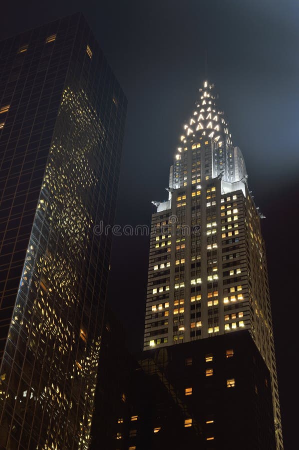 Chrysler Building at Night. Editorial Stock Image - Image of office ...