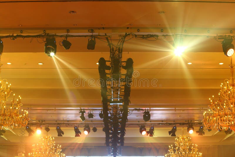 Chrystal Chandelier, Ceiling with Par Lighting Background with C Stock ...