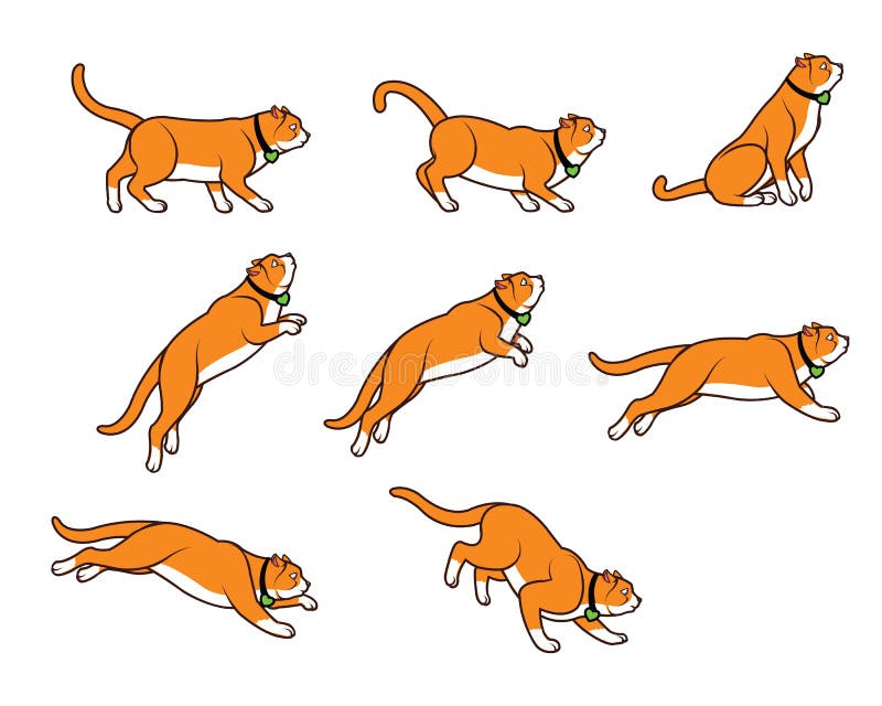 Chubby Cat Jumping Sprite stock illustration. Illustration of kitten ...