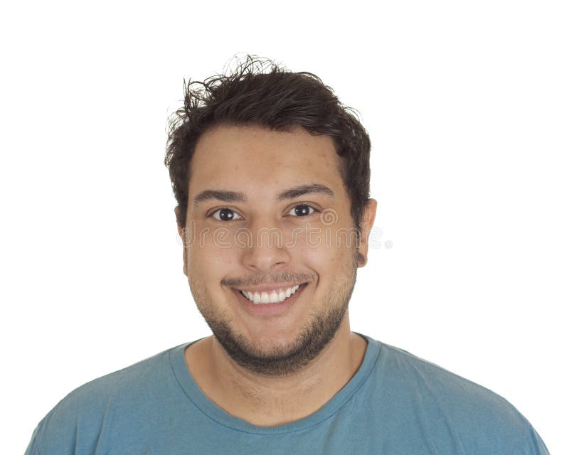 Chubby Guy Posing for Photo. Isolated on White Background Stock Photo ...