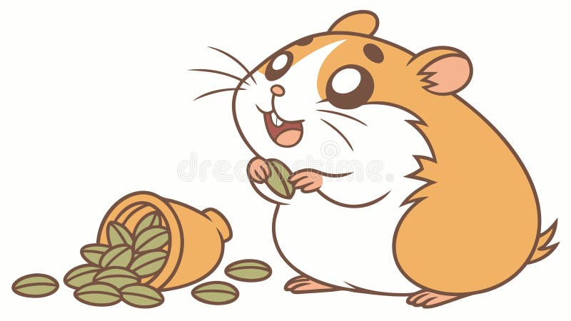 Chubby Hamster Character with a Fallen Nut Pot, Vector Design ...