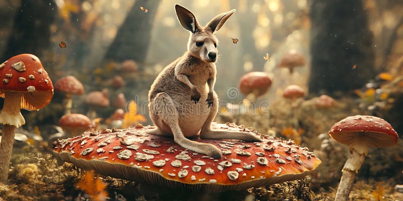 Kangaroo Bouncing High in the Air, Leaping from One Branch To Another ...