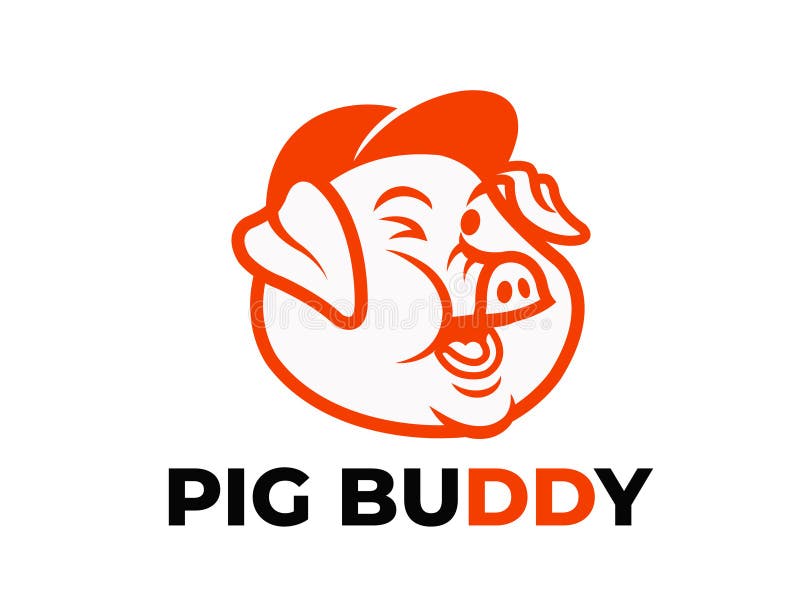 Chubby Pig Head Monoline Logo Stock Vector - Illustration of branding ...