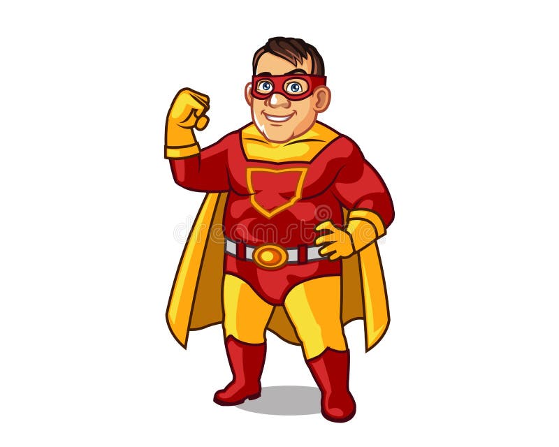 Chubby Superhero Cartoon Mascot Stock Illustration - Illustration of ...
