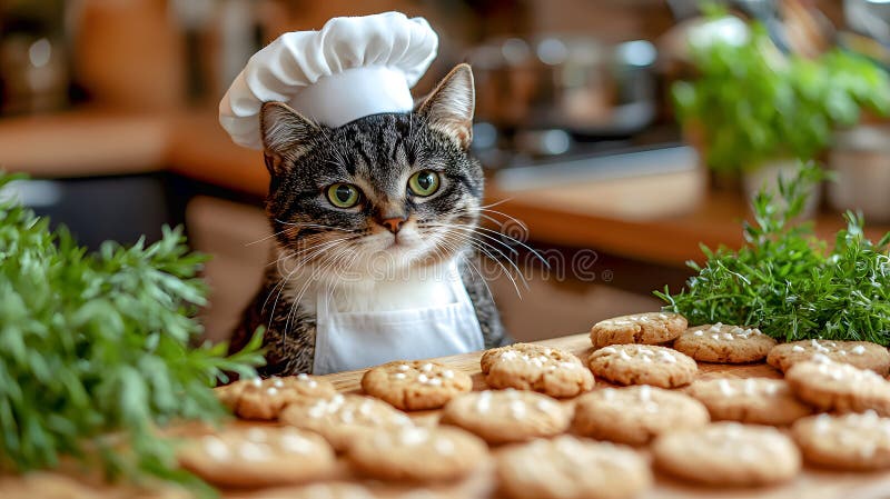 A Chubby Tabby Cat Dressed in a Tiny Chef S Hat and Apron, AI-Generated ...