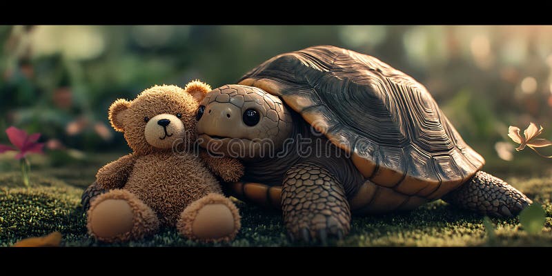 Chubby Turtle with a Soft Plushy Shell Background for Adorable ...