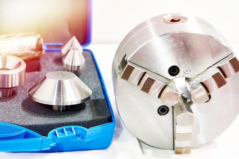 Chuck of Lathe Machine Tools Stock Image - Image of industrial, detail ...