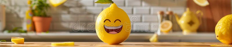 A Chuckling Lemon with a Bright Animated Face Its Laughter Contagious ...