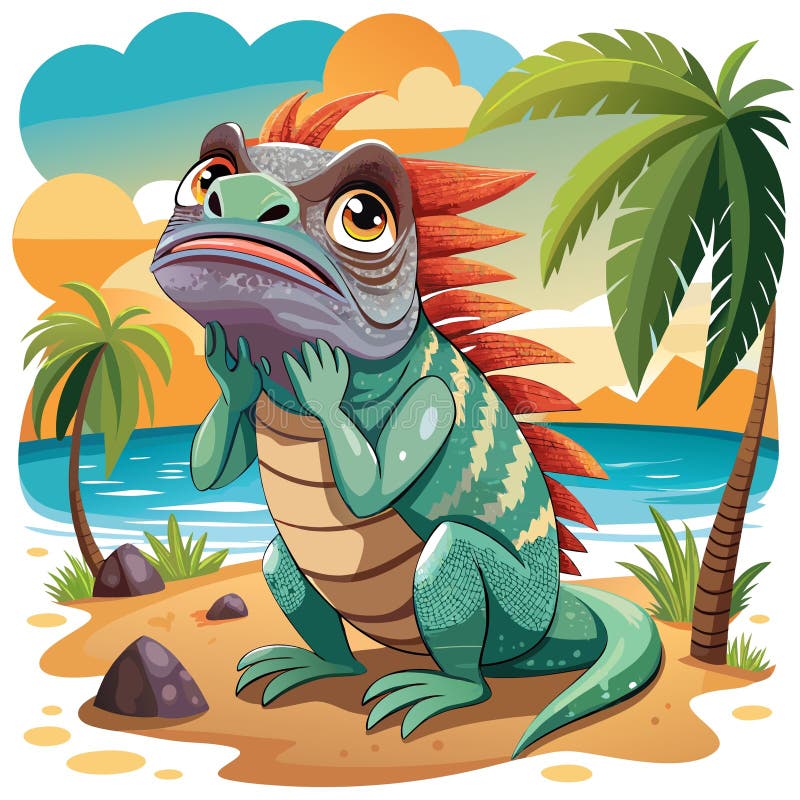 Chuckwalla Iguana Preoccupied Cries Beach Vector Stock Vector ...