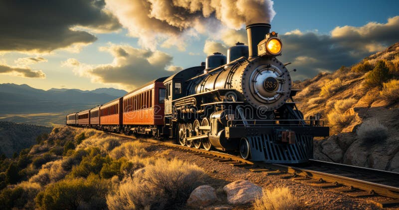 Chugging into Nostalgia American West Steam Train Stock Illustration ...