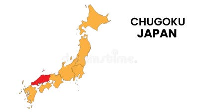 Chugoku Map in Japan. Vector Map of Japan. Map of the Provinces of ...