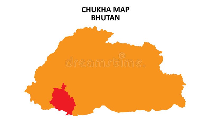 Chukha State and Regions Map Highlighted on Bhutan Map Stock Vector ...