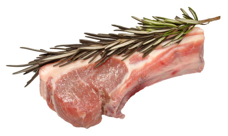 Chuleta Cruda Del Cordero Con Rosemary Herb Imagen de archivo - Imagen ...
