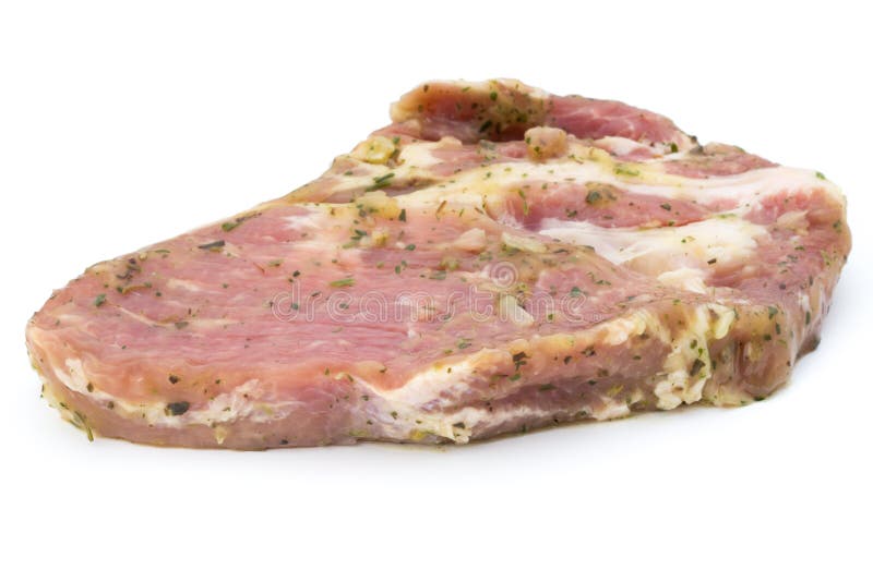 Chuleta De Cerdo, Adobada Aislado En El Fondo Blanco Foto de archivo ...