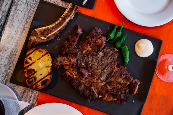 Chuleton De Buey in Spanish Restaurant Stock Photo - Image of roast ...