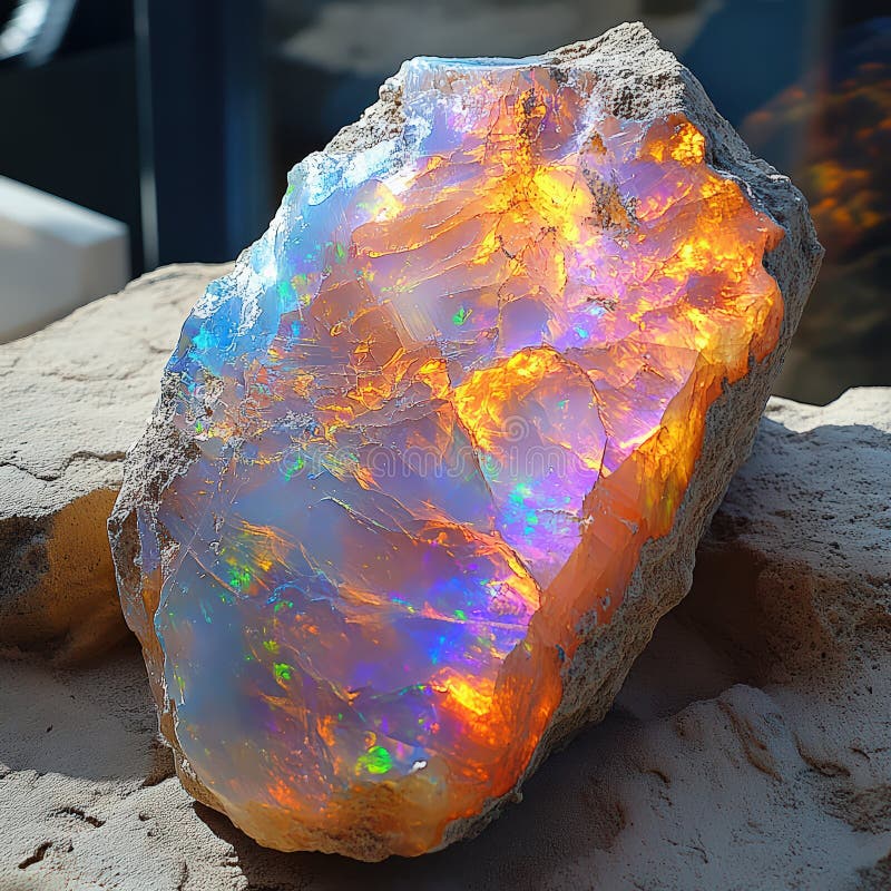 Chunk of Unprocessed Opal Showing Its Colorful Iridescence. Stock ...