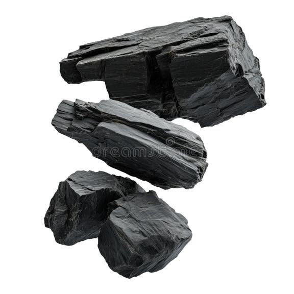 Chunks of Black Coal Isolated on a Transparent Background. Broken Coal ...