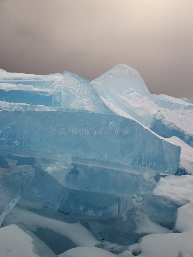 Chunks of Blue Ice. Lake Baikal, Russia Stock Photo - Image of frozen ...