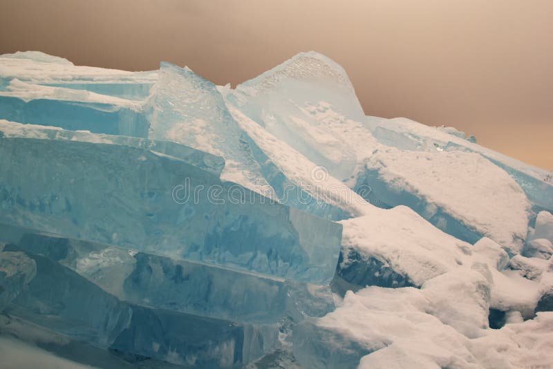Chunks of Blue Ice. Lake Baikal, Russia Stock Photo - Image of climate ...