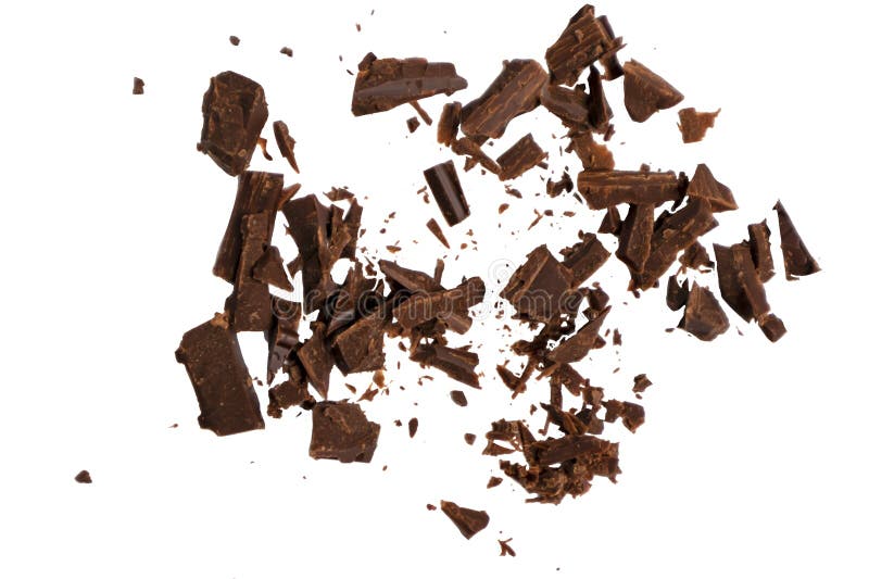 Chunks of Dark Chocolate Separated on a White Background.Small Chunks ...