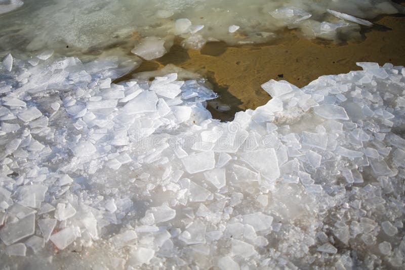Chunks of Ice Lying on Icy Surface on the Shore Stock Photo - Image of ...