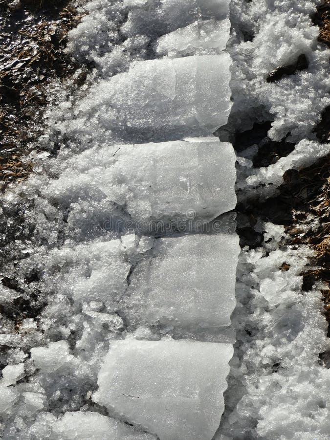 Chunks of Ice and Snow Melting in the Sunshine Stock Photo - Image of ...