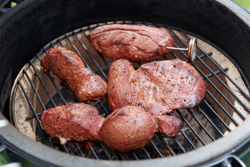 Chunks of meat on grill stock photo. Image of outdoors - 45023072