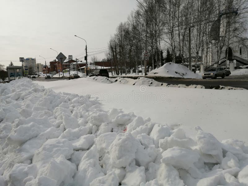 Chunks of Snow Around a Road in Naran Valley, Pakistan Stock Image ...