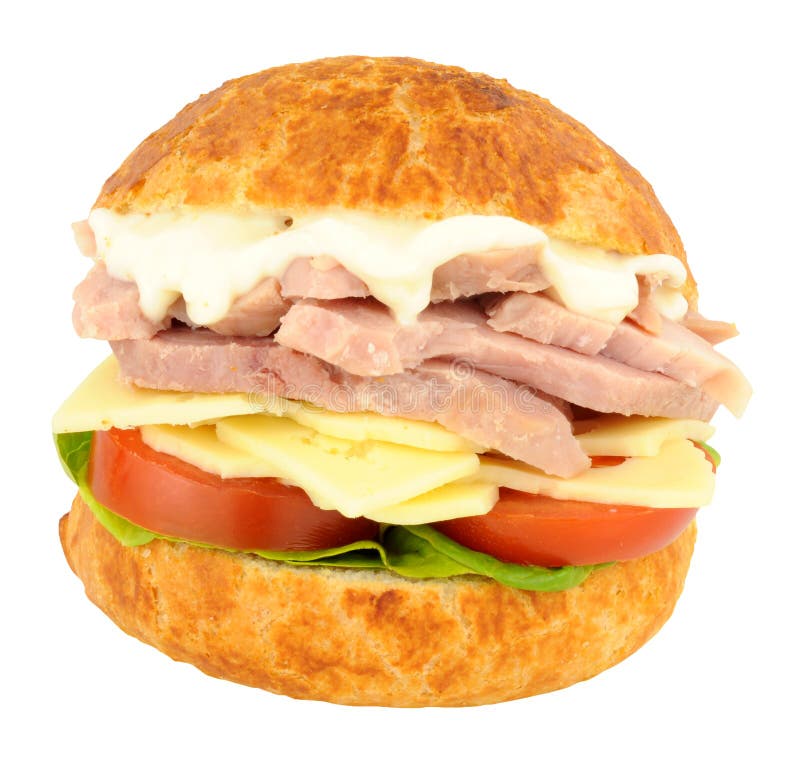 Chunky Ham and Cheese Sandwich Roll Foto de archivo - Imagen de bocado ...