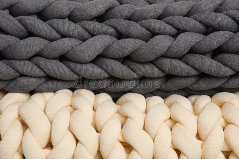 Chunky Knit Blankets As Background, Closeup View Stock Photo - Image of ...