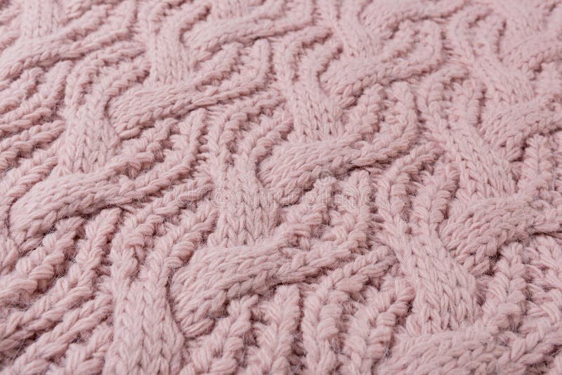 Chunky Knit Fabric with Large Diagonal Patterns, Pastel Pink, Selective ...