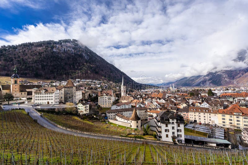 Chur in South East Switzerland Stock Image - Image of suburb, winter ...