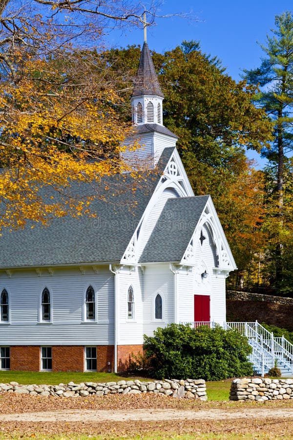 Fall Foliage Behind a Rural Vermont Church Stock Photo - Image of ...