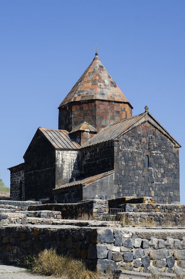 Church. an Ancient Monastery. Building with a Dome. Against the ...