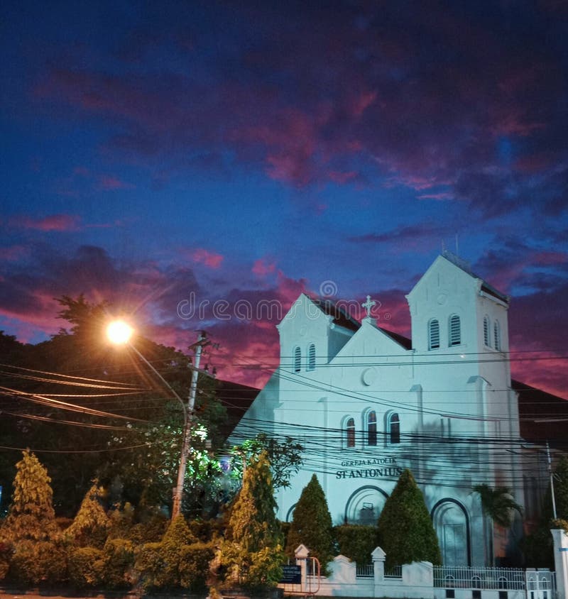 A Church and Beautiful Sunset Scenery Editorial Photo - Image of church ...