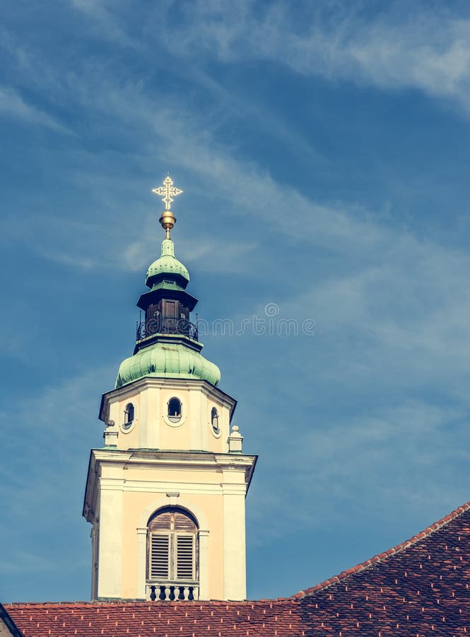 Church Bell Tower on Blue Sky. Stock Image - Image of sacred, capitol ...
