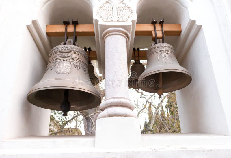 Church bells stock image. Image of inscriptions, peal - 235886227