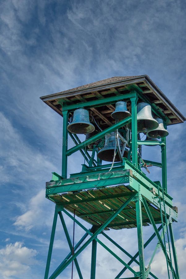 Church Bells in Green Tower Stock Image - Image of ancient, metal ...