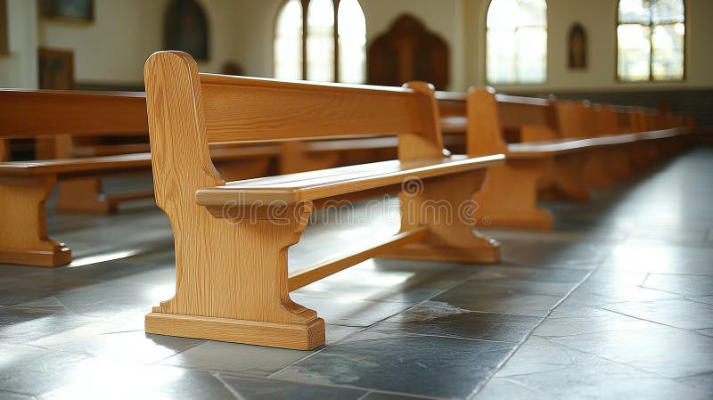 Church Benches, Empty and Arranged in a Solemn Order, Symbolizing ...