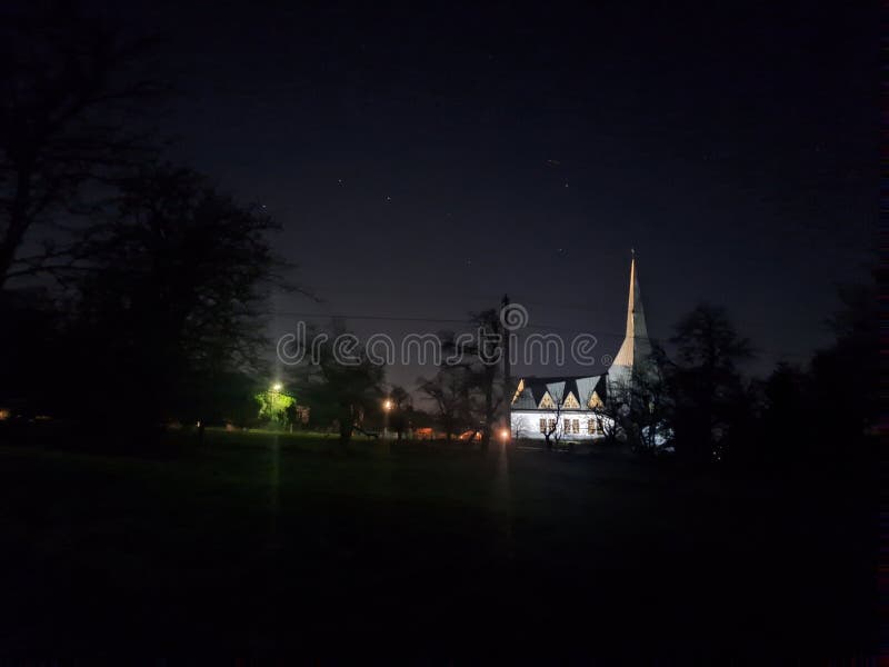 Church and Big Dipper in the Sky at Night Stock Image - Image of dipper ...