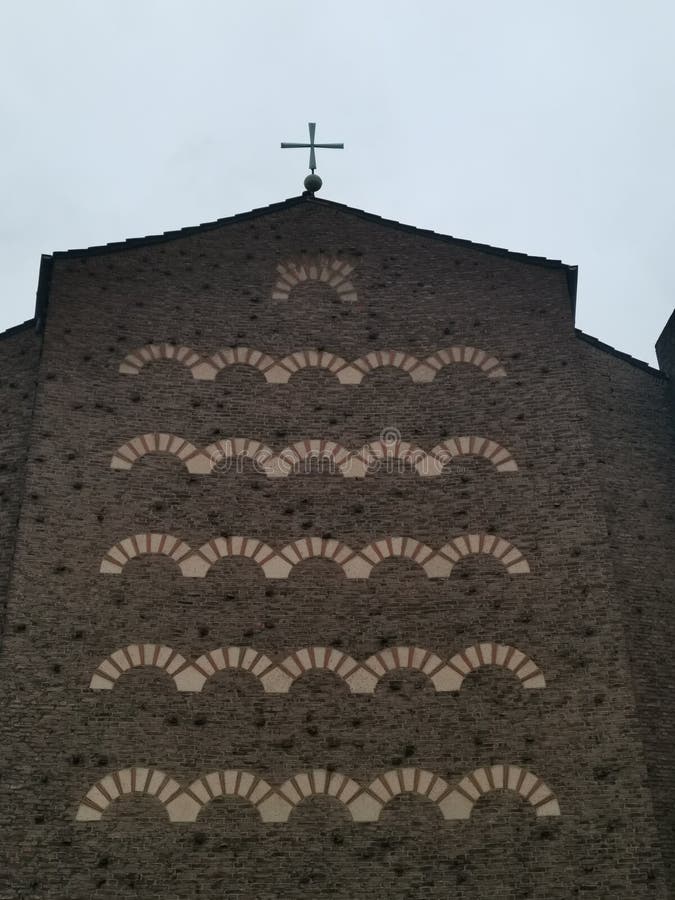 Church with Brick and White Garland Pattern Stock Photo - Image of ...