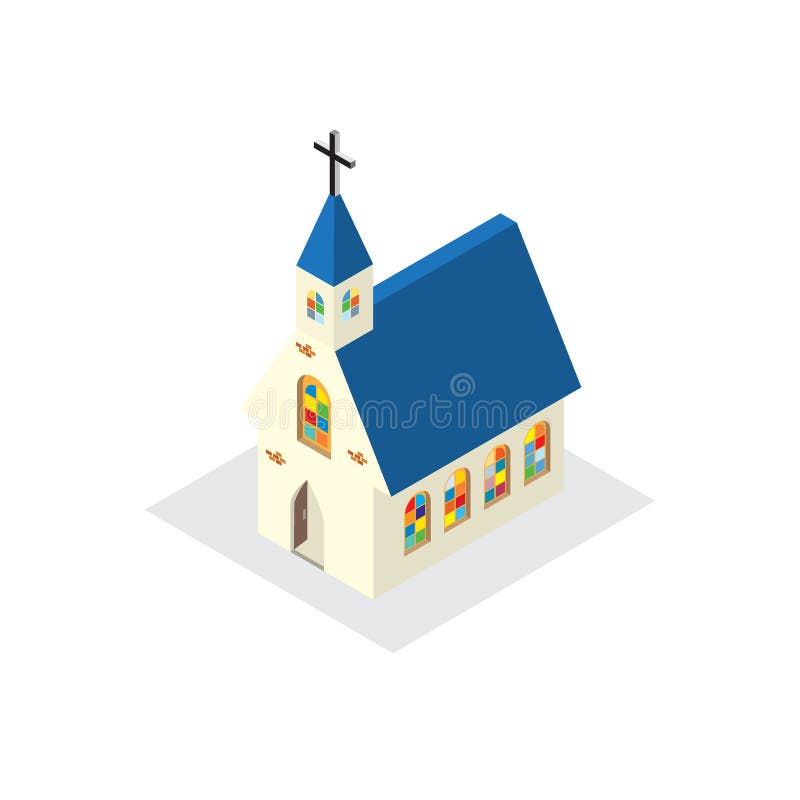 Church Building Model Colorful Glass Windows Stock Illustration ...