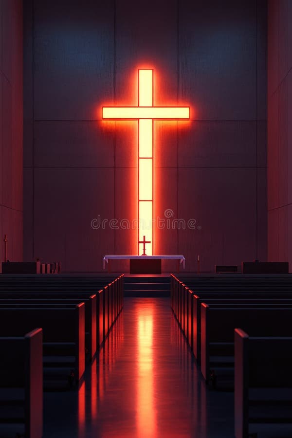 A Church Building with a Prominent Cross in the Center Stock Photo ...