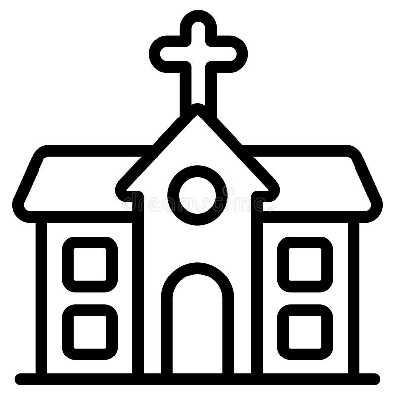 Church, Christian Worship Place Blue Outline Simple Icon Stock Vector ...