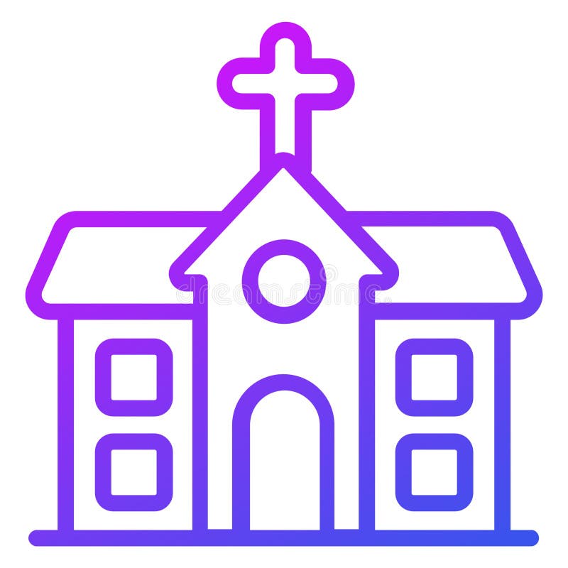 Church, Christian Worship Place Blue Outline Simple Icon Stock Vector ...