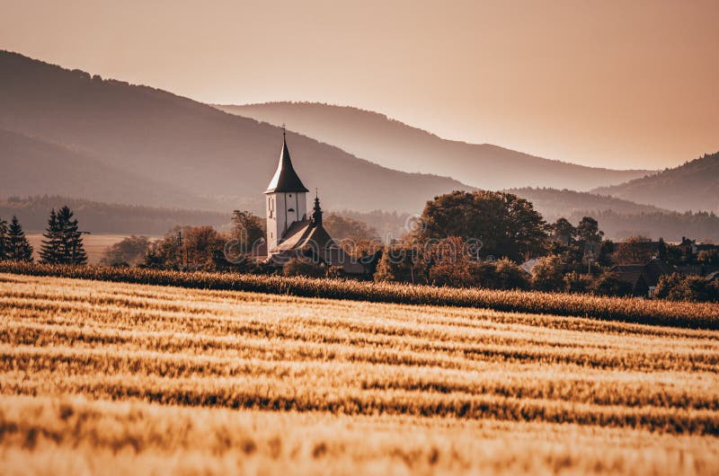 Church in Calm Spring Morning Stock Photo - Image of high, architecture ...