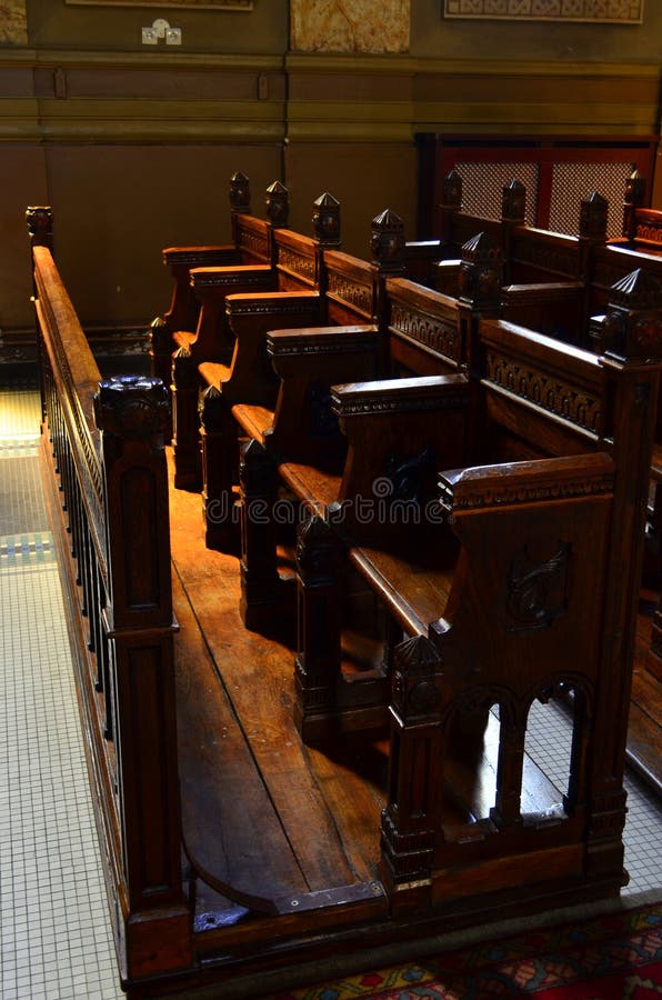 Old church chairs in rows stock image. Image of hall - 60457983